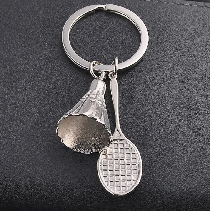 Badminton and Racket Lovers Key Chain Fashion badminton Silver Color ...