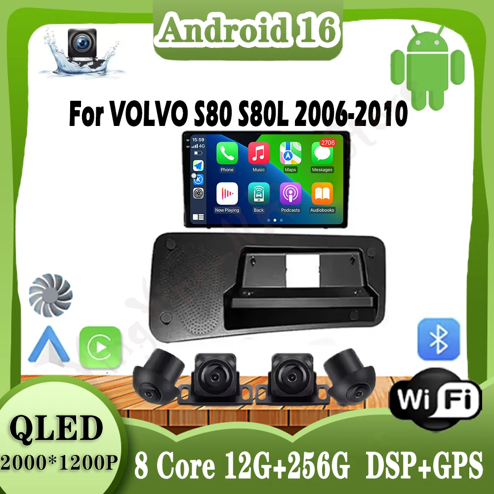 9 Inch Android 16 For VOLVO S80 S80L 2006-2010 Wireless CarPlay Car ...