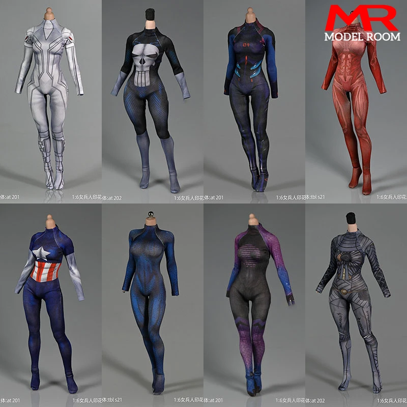 1/6 Scale Female Printed Tights Cosplay Bodysuit Jumpsuit Clothes Model ...