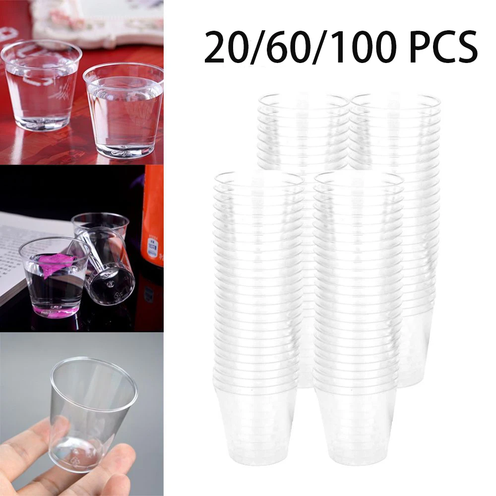 20-60-100-pcs-New-Disposable-clear-plastic-cup-outdoor-picnic-Birthday ...