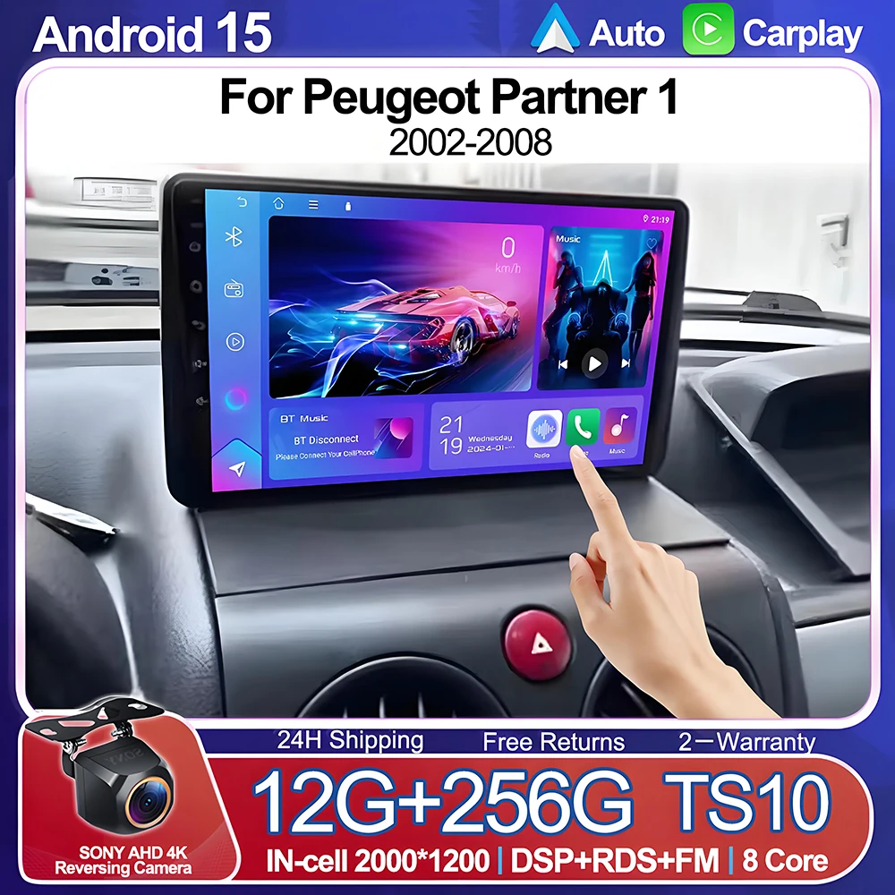 Radio de coche Android 15 para Peugeot Partner 1 2002-2008 Bluetooth ...