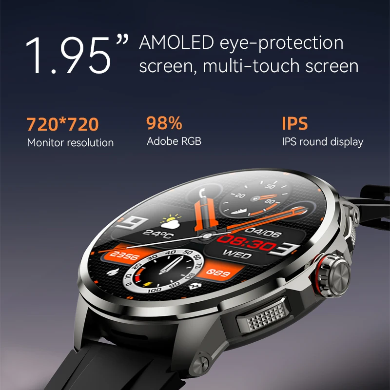 H99 Smart Watch SIM Card 4G Android 10.1 Google Play 1.95 inch Amoled ...