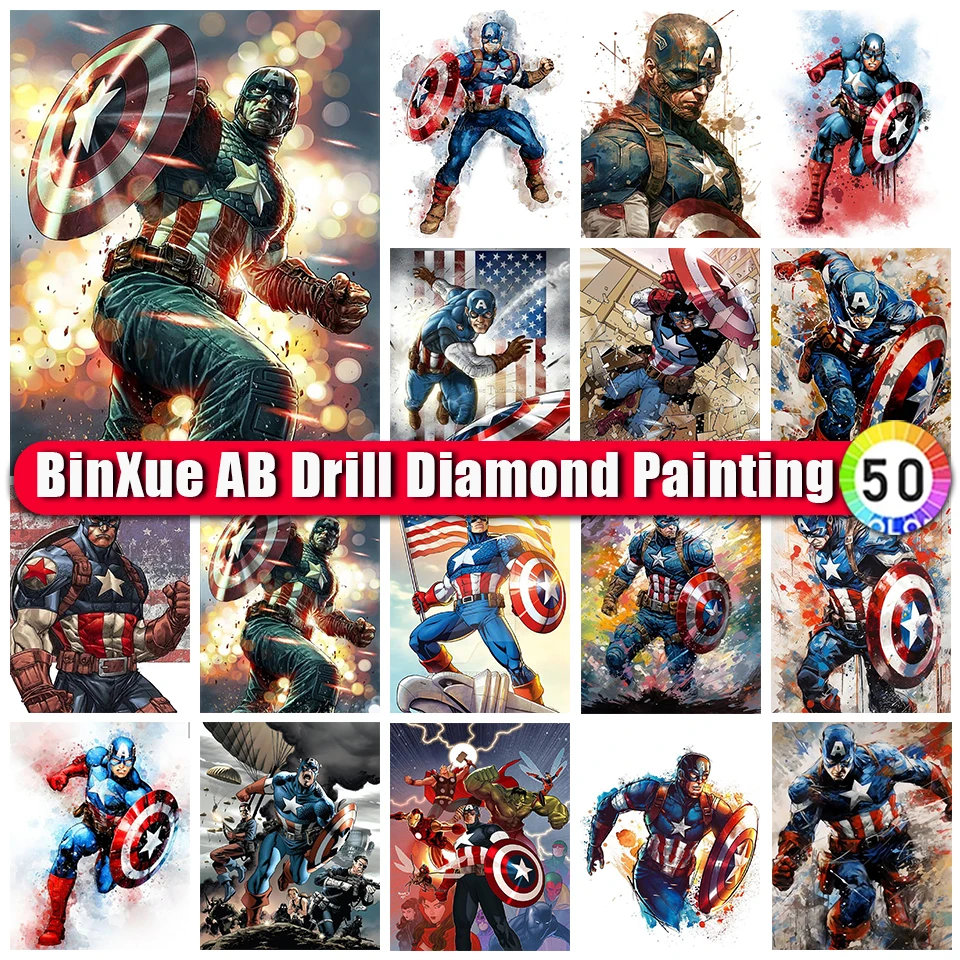 Handmade-DIY-Marvel-Color-Superhero-AB-Diamond-Painting-Captain-America ...