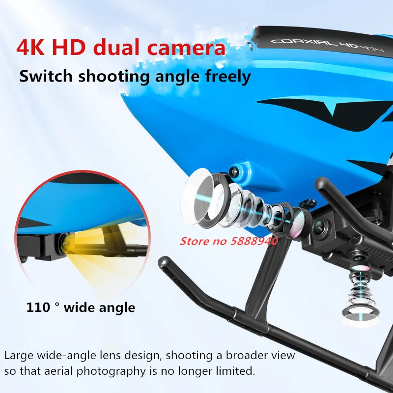 4K HD WIFI FPV RC Helicopter 70CM Obstacle Avoidance Drone 200M Fixed Height Hover Gravity ...