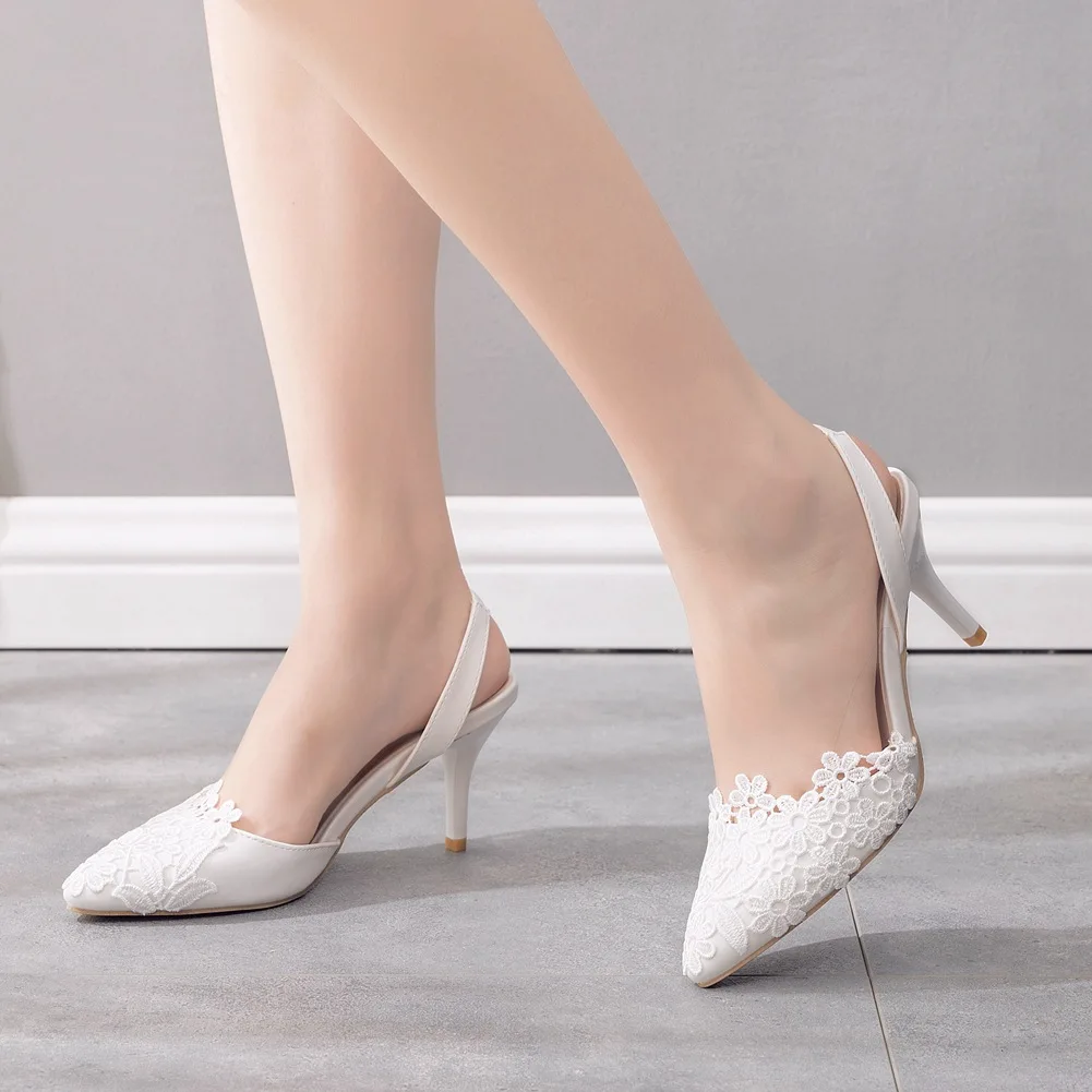 Women-Shoes-Bride-White-Wedding-Shoes-Female-7cm-High-Heels-Pointed ...