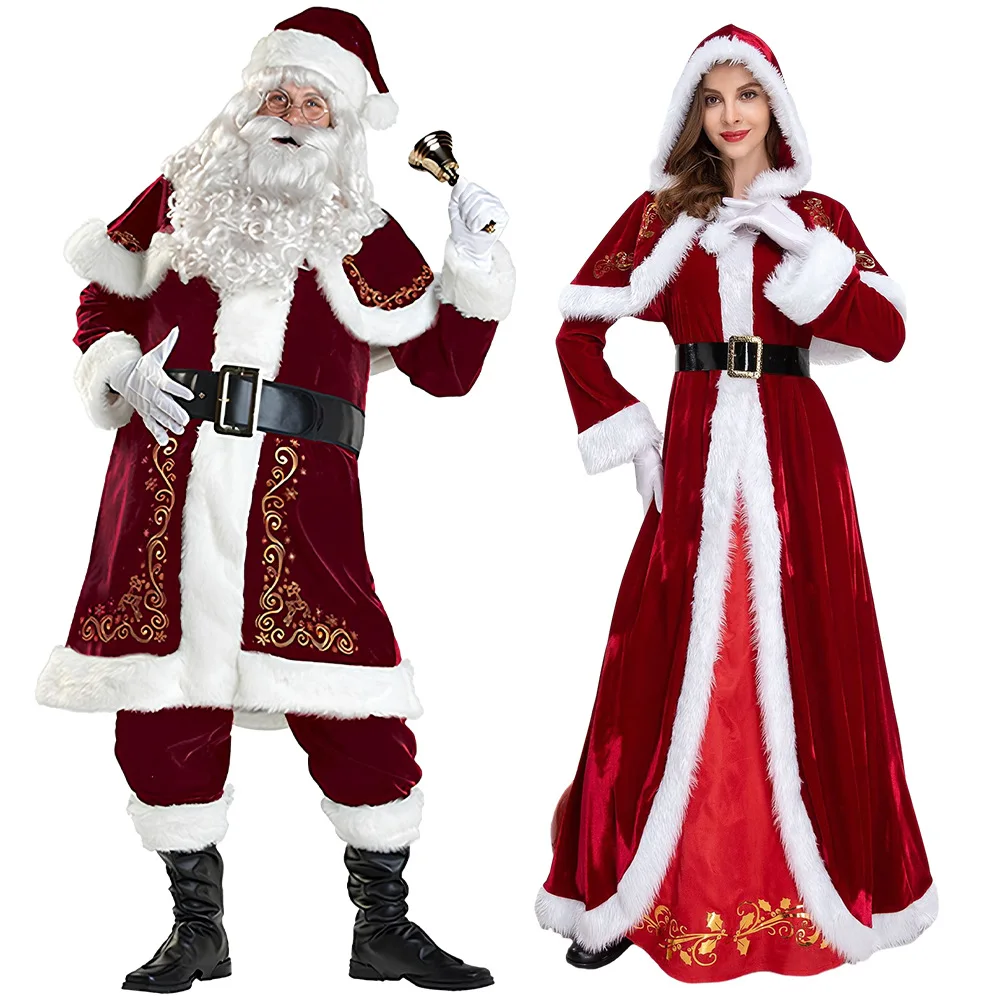 Santa-Claus-Costume-Suit-for-Men-Couples-Deluxe-Red-Velvet-Santa-Dress ...