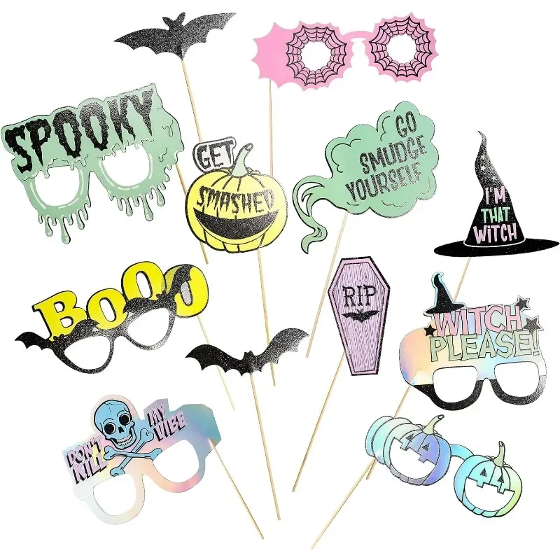 12Pcs-Halloween-BOO-Eyeglass-Photo-Booth-Props-Colorful-Pastel-Selfie ...