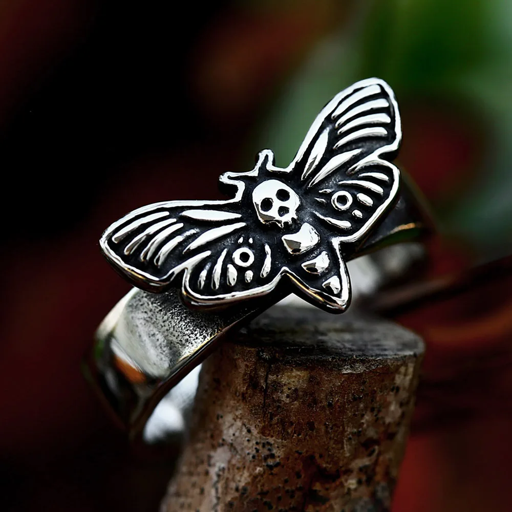 Vintage-Simple-316L-Stainless-Steel-Skull-Moth-Rings-For-Woman-Men-Punk-Biker-Fashion-Animal ...