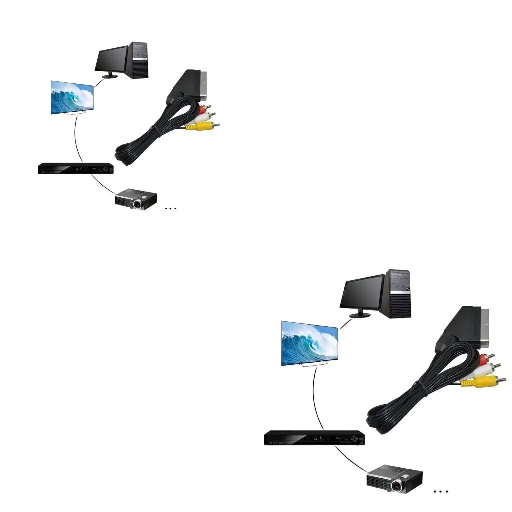 AV Video Cable Scart Cable RGB Line Scart To 3 RCA Video Cable for NES ...