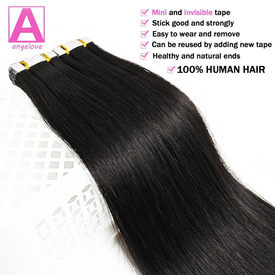Mini-cinta-en-extensiones-de-cabello-humano-cabello-liso-100-Remy ...