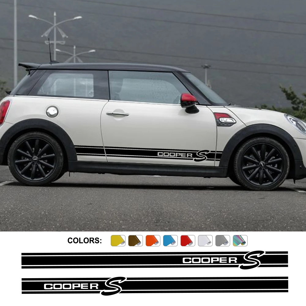 Car-Door-Side-Skirt-Stripes-Stickers-For-MINI-Cooper-S-R50-R53-R55-R56 ...