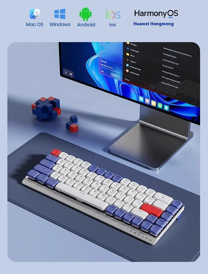 EWEADN MK68 Low Profile 70% Wireless Bluetooth Mechanical Keyboard ...
