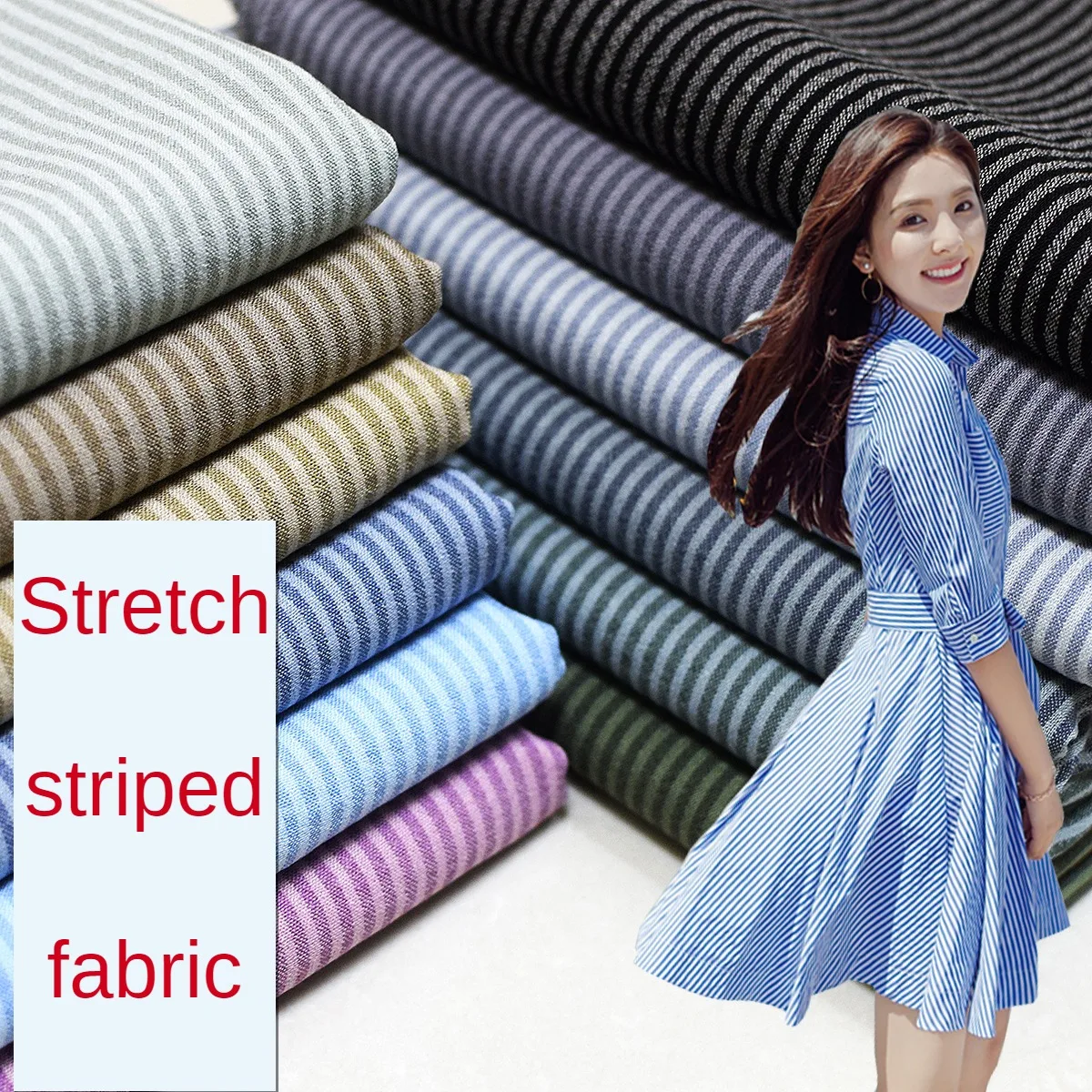 Soft-Stretch-Stripe-Fabric-Imitation-Linen-By-The-Meter-for-Dresses ...