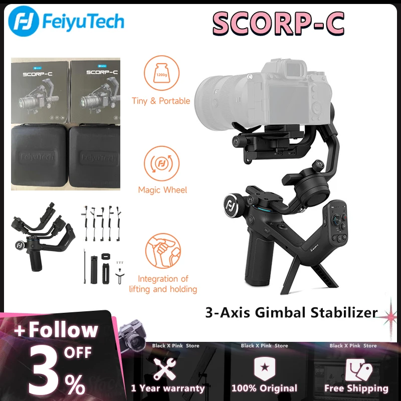 FeiyuTech-Feiyu-SCORP-C-3-Axis-Handheld-Gimbal-Camera-Stabilizer-with-Tripod-Handle-Grip-Sony ...