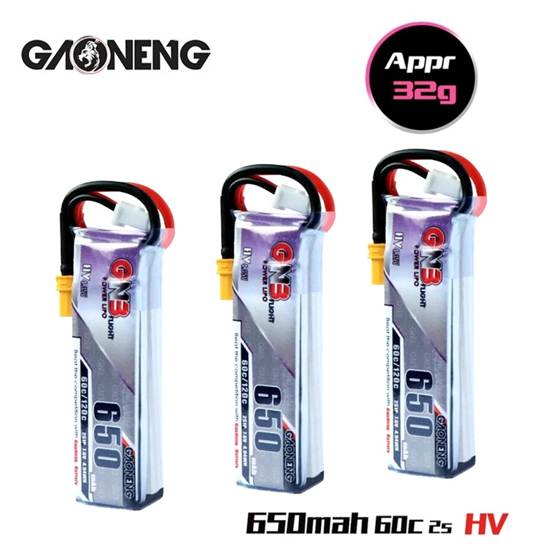1-5PCS-Gaoneng-GNB-650mAh-60C-120C-2S-HV-Lipo-battery-With-XT30-Plug ...