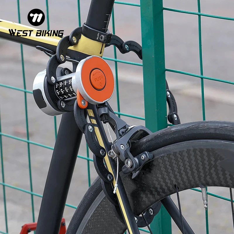West Biking Folding Bike Lock With Alarm WEST BIKING Password Folding ...