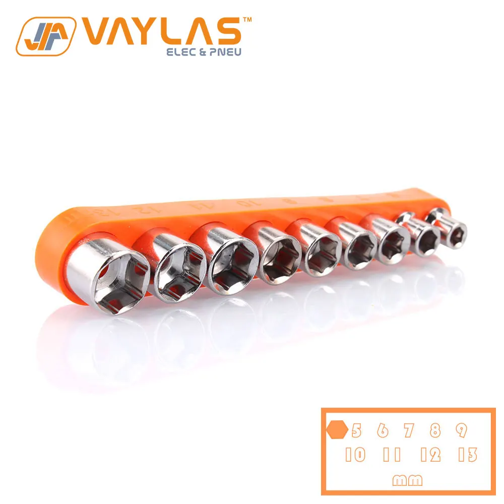 9Pcs-Hex-Size-5-13mm-Socket-Bit-Set-For-1-4-Inch-Socket-Wrench-with ...