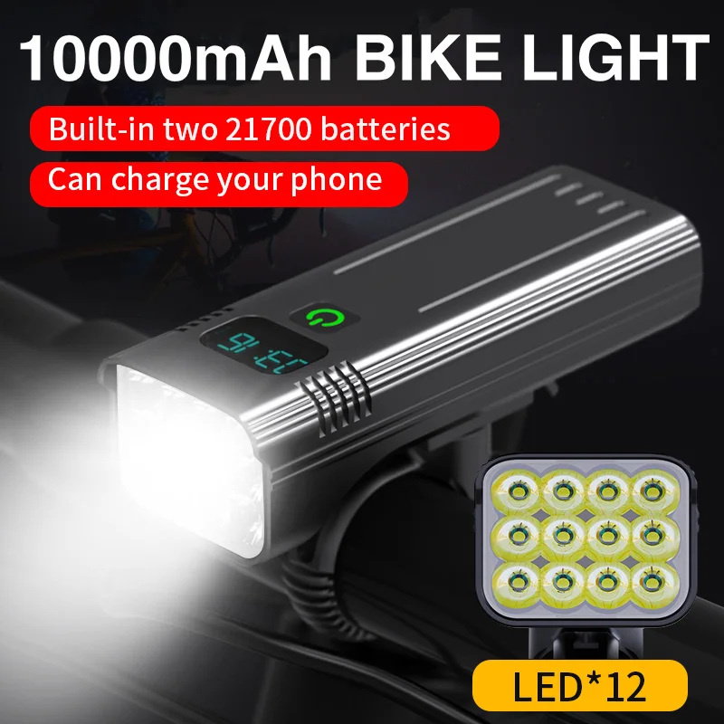 12LED-10000mAh-Ultra-Bright-Bicycle-Light-8000LM-USB-Rechargeable-LED ...