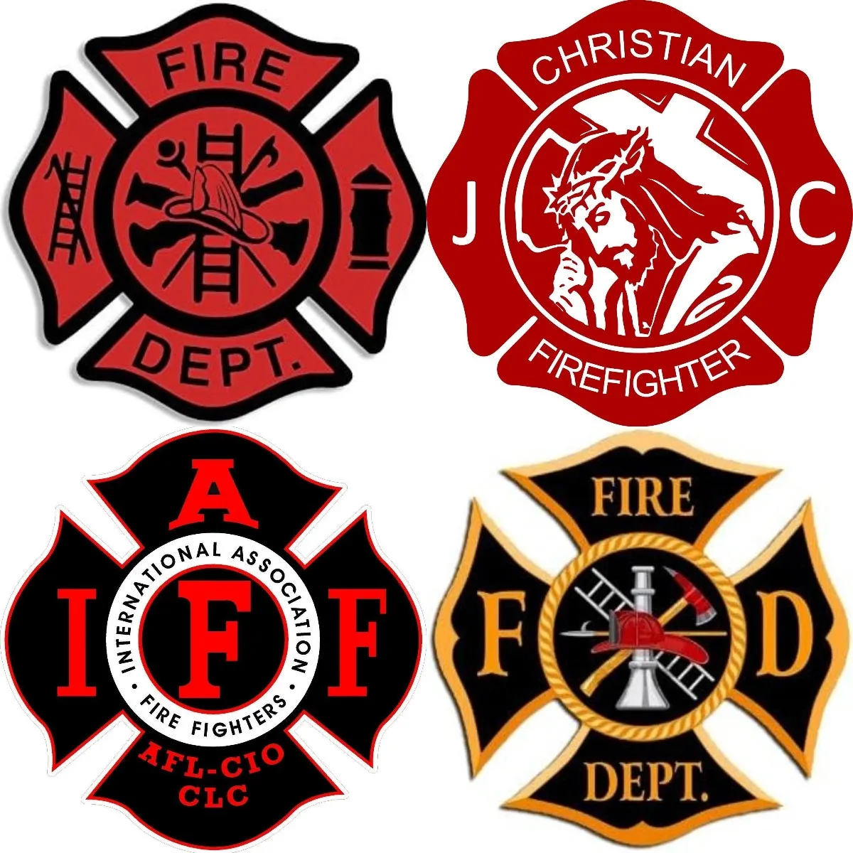 Red-Retired-Firefighter-Maltese-Shaped-Sticker-fire-Fighter-Fireman ...