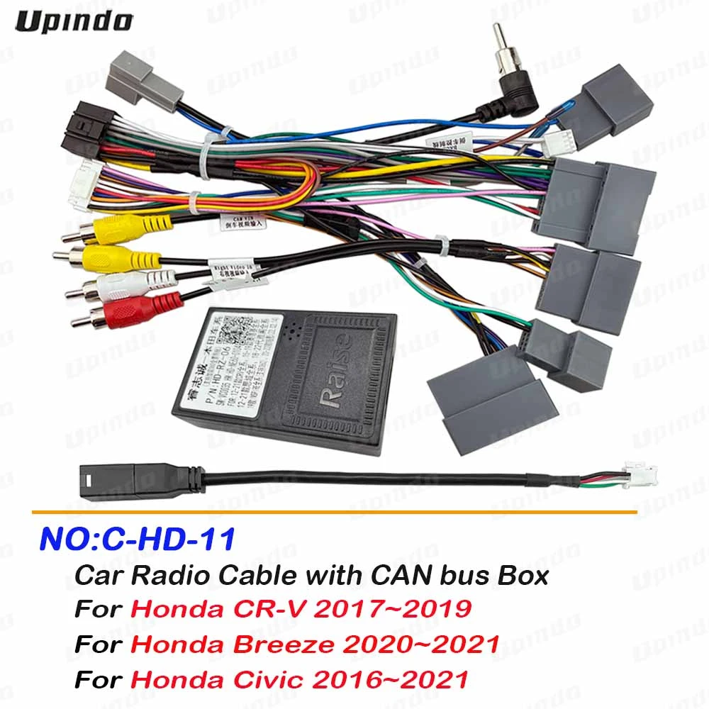 Car Radio Cable With Canbus Box For Honda Cr-v Breeze Civic Power ...