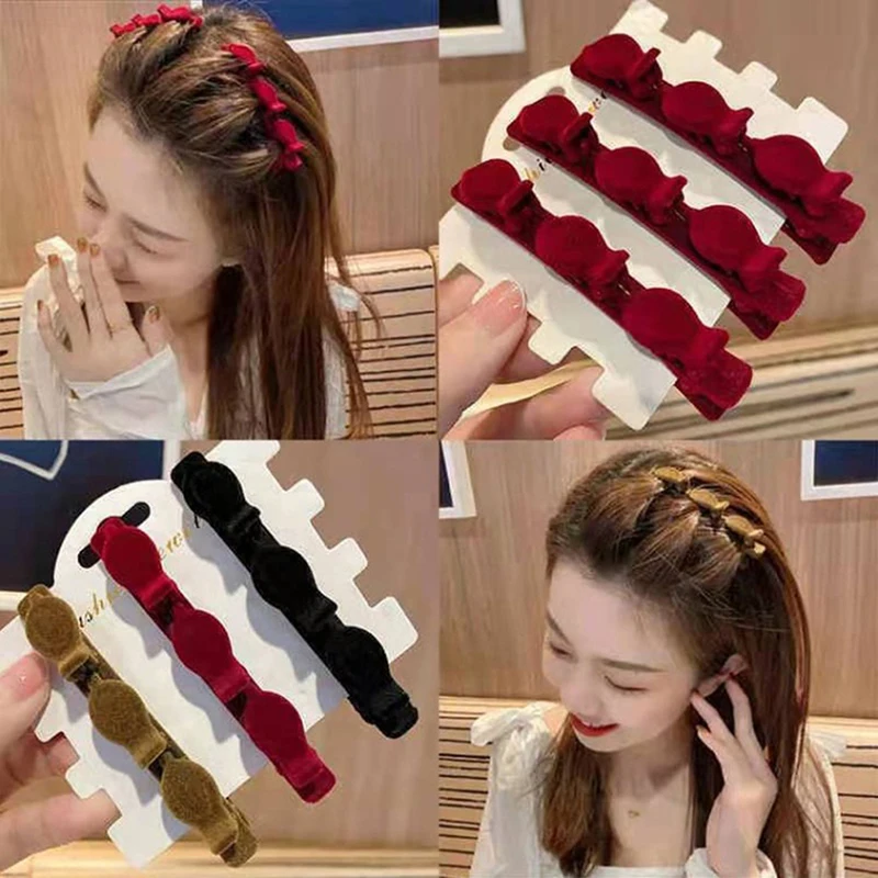 Pinzas-para-el-cabello-trenzadas-flocadas-pinzas-para-el-cabello-con ...