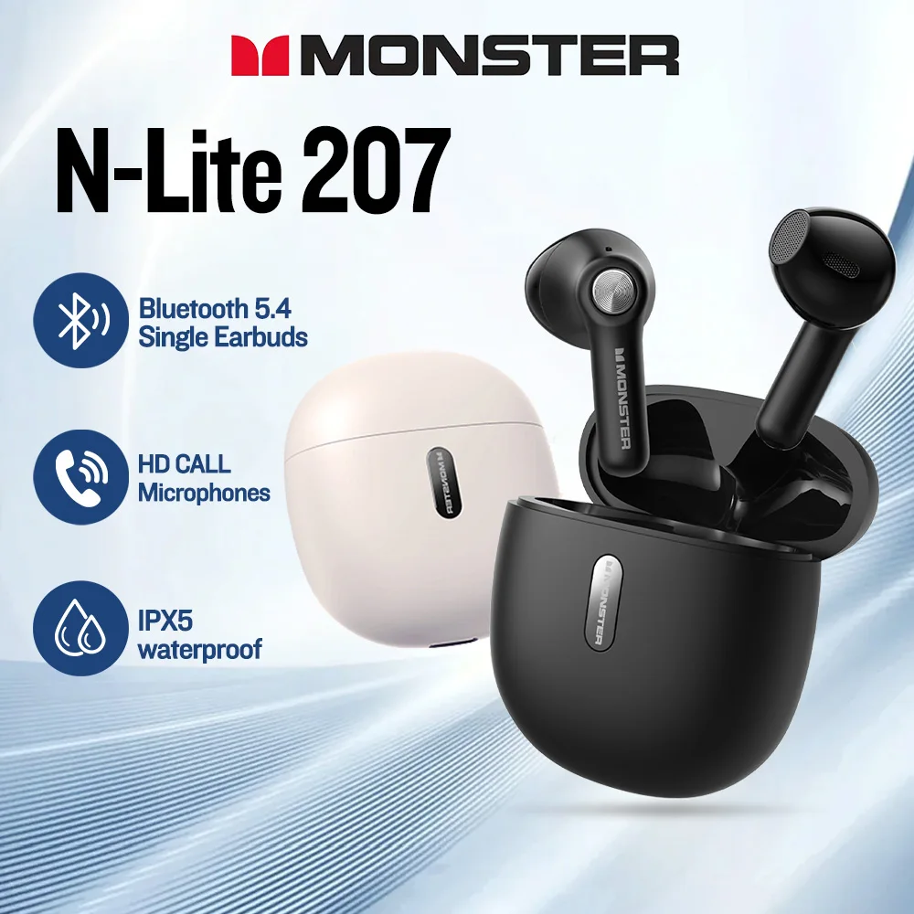 Monster-N-lite-207-Bluetooth-5-4-Earphones-Wireless-Headphone-with-Mic-Waterproof-Touch-Control ...