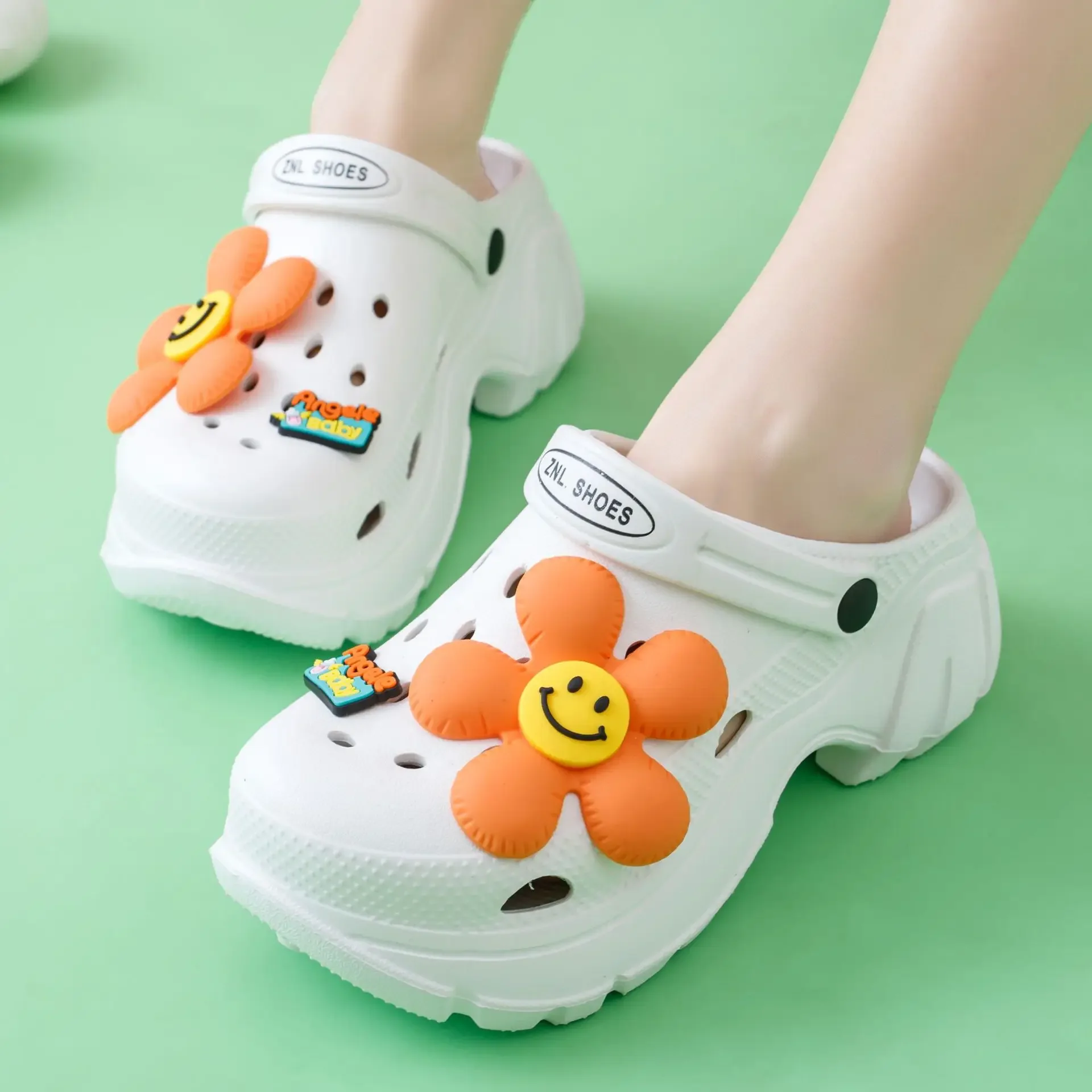 Trendy-Eva-Women-s-Sandals-Dual-Wear-Smiley-Face-Sunflower-Decorated ...