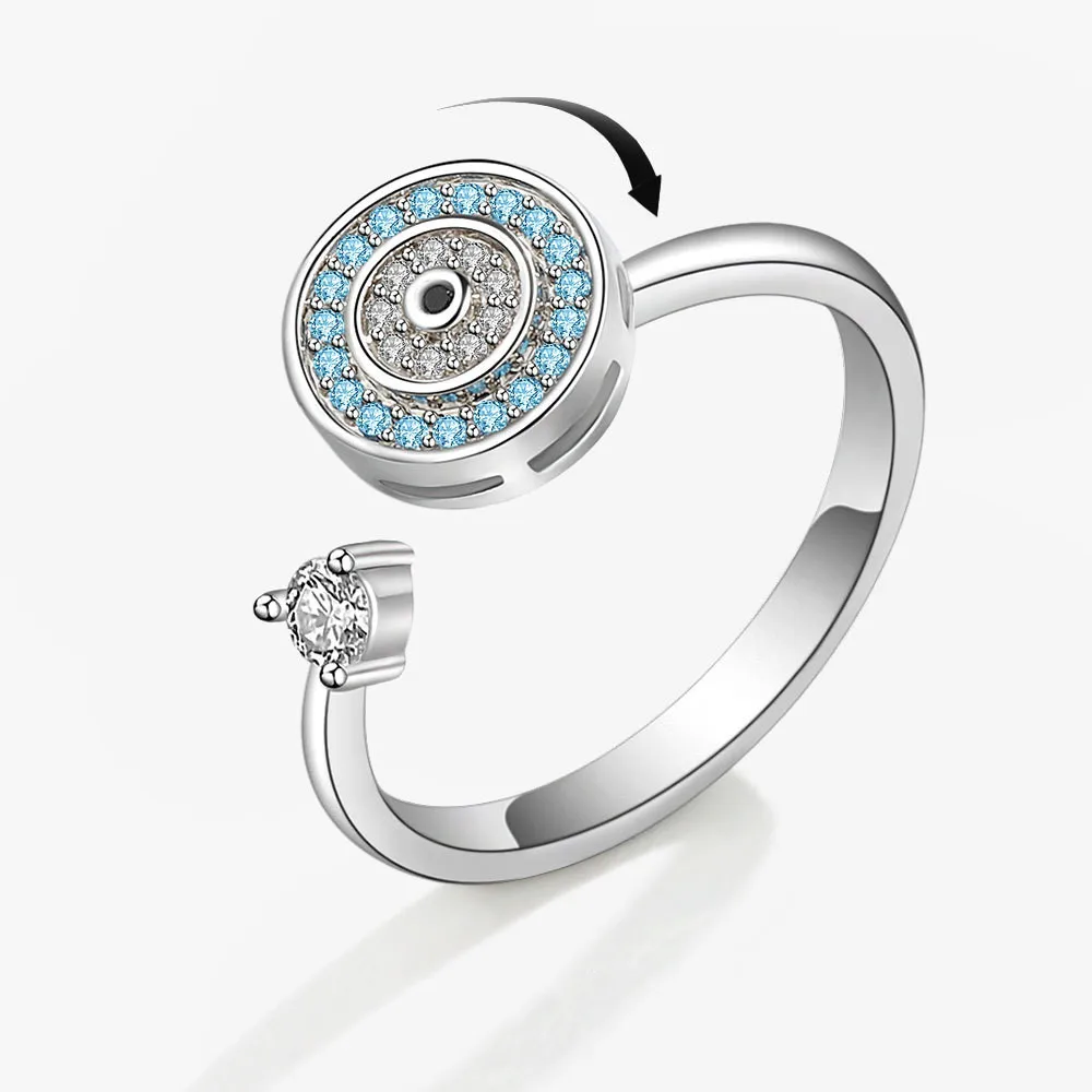 Spinning-Zircon-Evil-Eye-Fidget-Anxiety-Rings-for-Women-Men-Adjustable ...