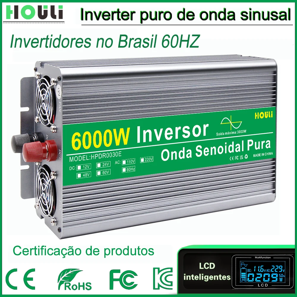 HOULI-6000w-5000w-4000w-3000w-Inverter-12v-220v-Pure-Sine-Wave-Inverter-60hz-Brazil-Type ...