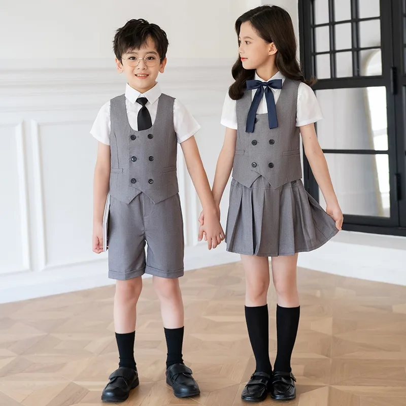 Children-s-School-Uniform-Class-Dress-Primary-School-Vest-Set ...