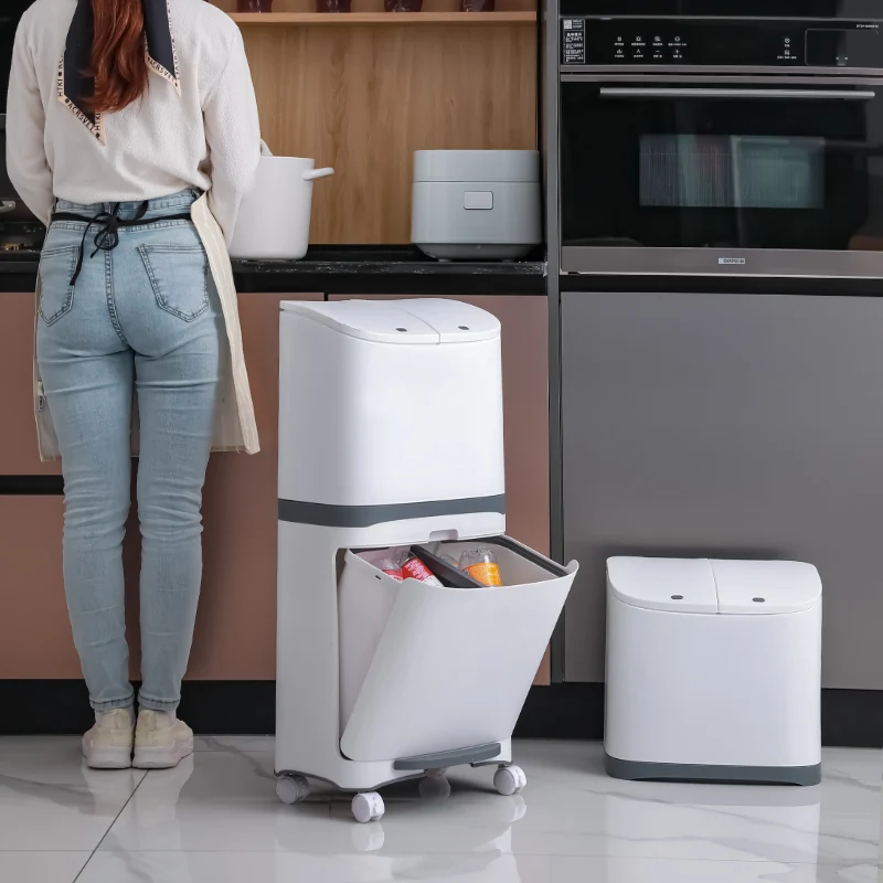 36L-3-Compartment-Household-Kitchen-Big-Trash-Can-Plastic-Classified ...