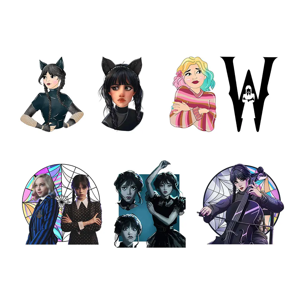 Wednesday-Iron-On-Transfer-For-Clothing-Patches-DIY-Washable-T-Shirts-Thermo-Sticker-Applique ...