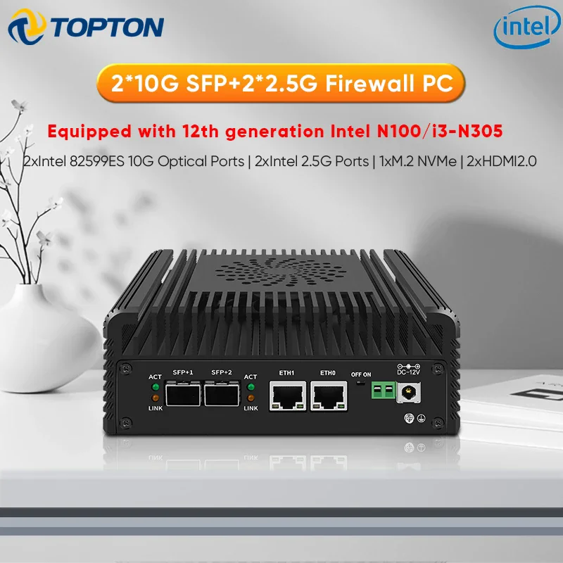 New 2x10G SFP+ 2xi226-V 2.5G 12th Gen Firewall Mini PC Intel i3 N305 ...