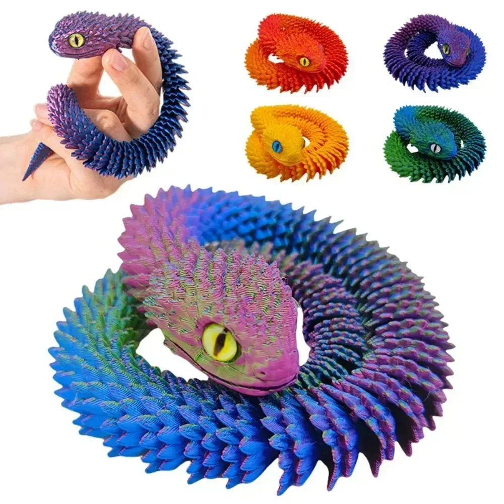 3D-Printed-Snake-Simulation-Snake-Figurine-Flexible-Joints-Office-Desk ...