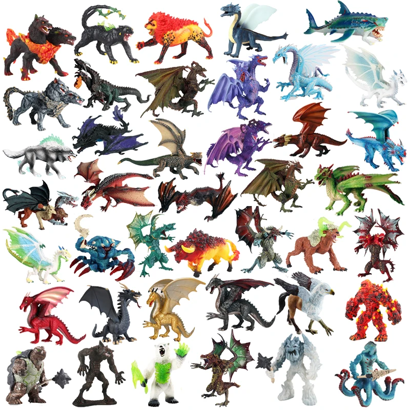 New-Mythical-Animal-Model-Lifelike-Dragon-Figurines-Devil-Fire-Bull-Sea ...