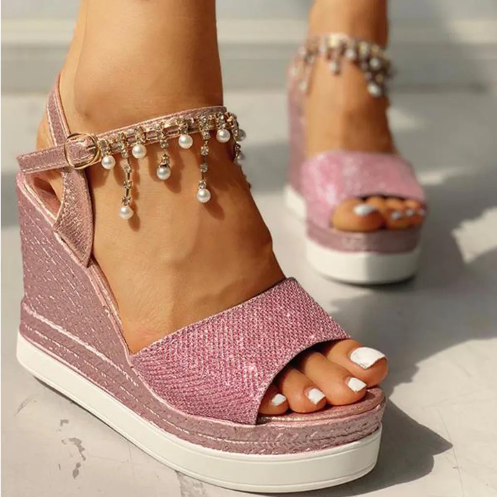 Sandals Heels Platforms Women Shoes Pearl Sandals Women Fashion Crystal ...