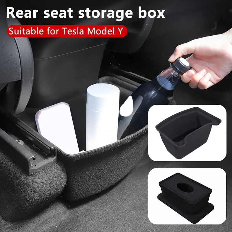 For-Tesla-Model-3-Y-Rear-Central-Control-Storage-Box-Flocking-Car ...