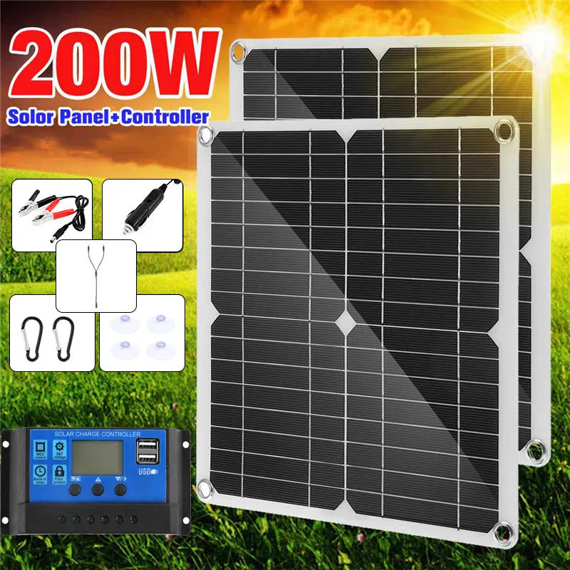 200W-Solar-Panel-System-With-60A-Controller-DC-18V-Portable-Solar-Power ...