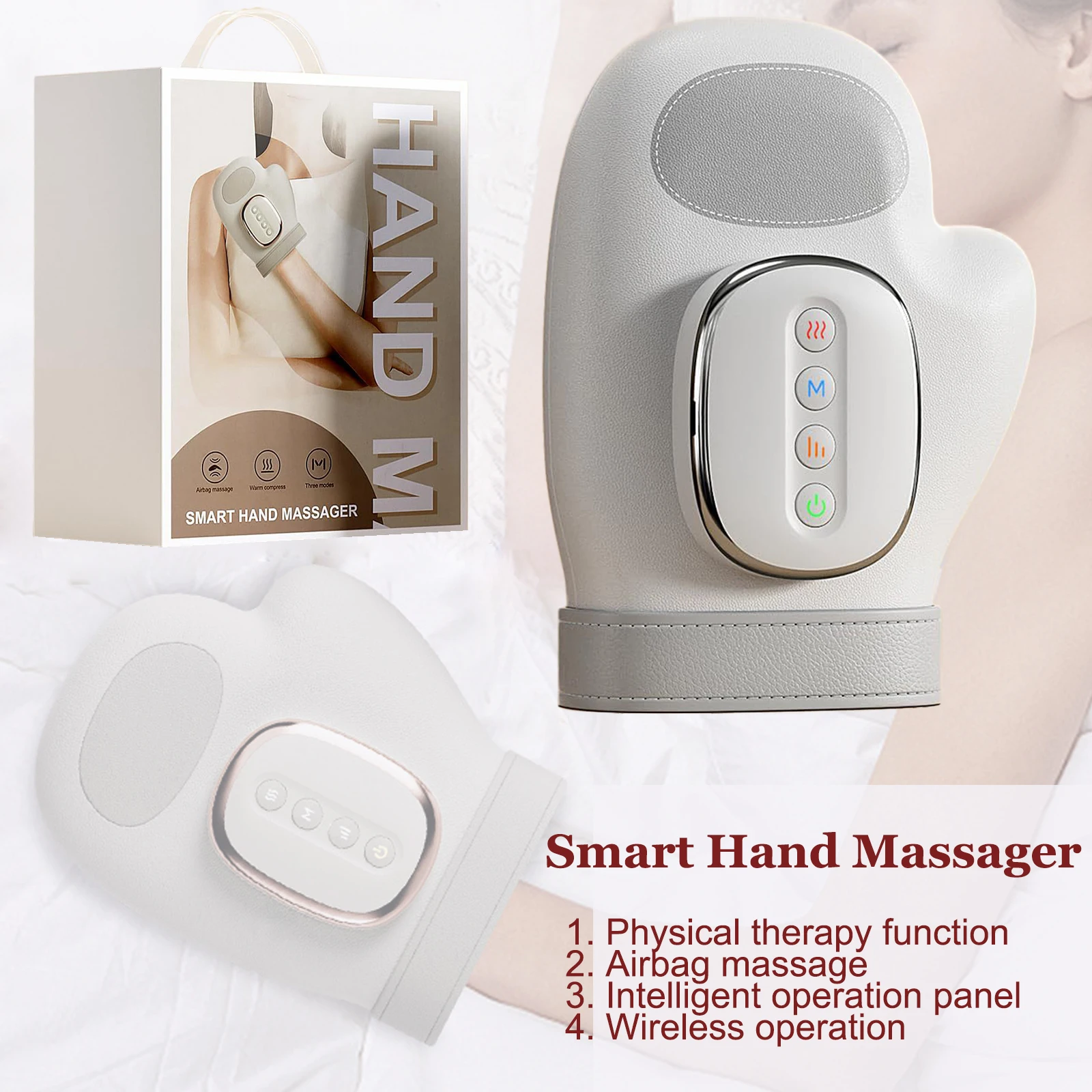 Cordless Hand Massager with Heat and Compression Electric Portable ...