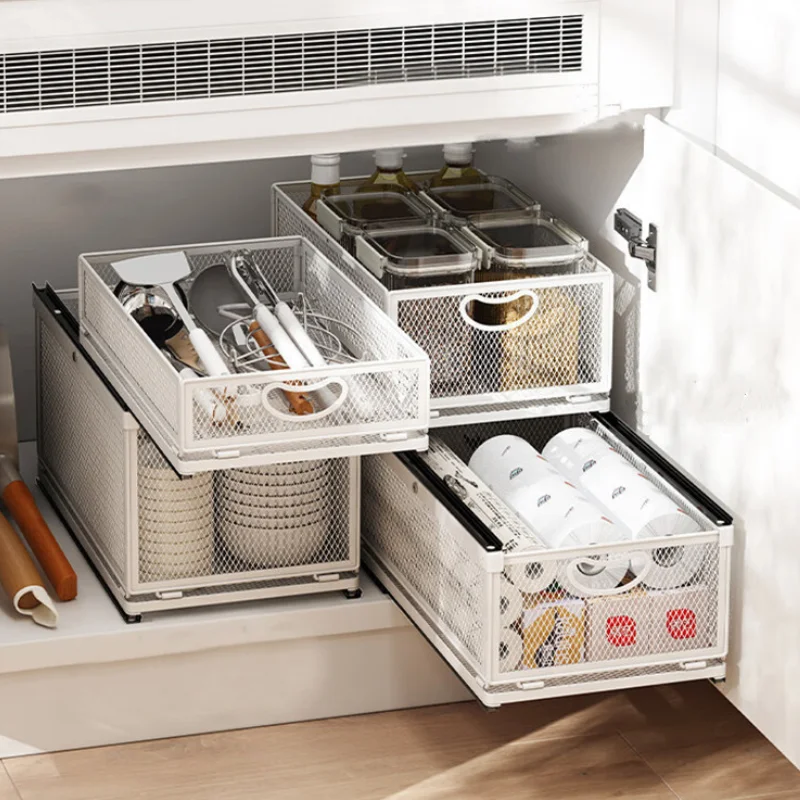 Cupboard Drawer Basket Storage Organizer Drawer Type Mesh ...