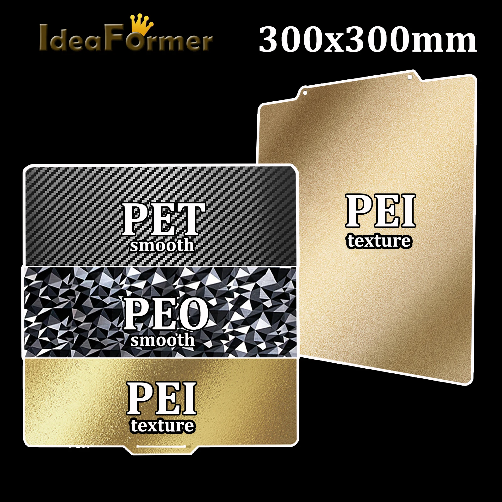 PEI 300x300mm Magnetic Build Plate Double Side PEI/PET/PEO Heated Bed ...