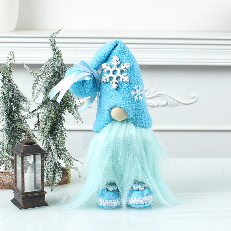 Faceless-Dwarf-Standing-Doll-Table-Decorations-Blue-Snowflake-Hat ...