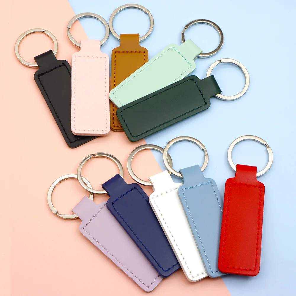 wholesale-100Pcs-PU-Leather-Keychain-Bright-Colorful-Key-Chain-For ...