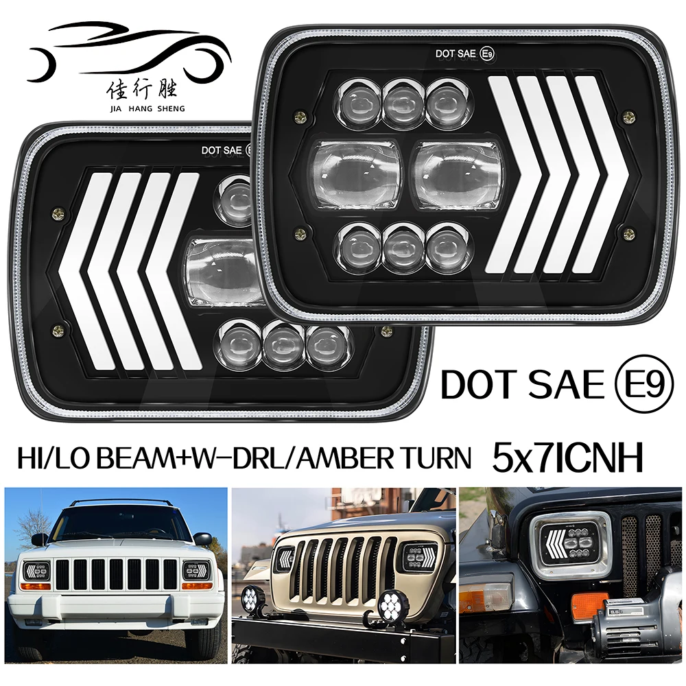 7-inch-Wrangler-LED-headlight-headlight-5X7-square-dimming-60W-off-road ...