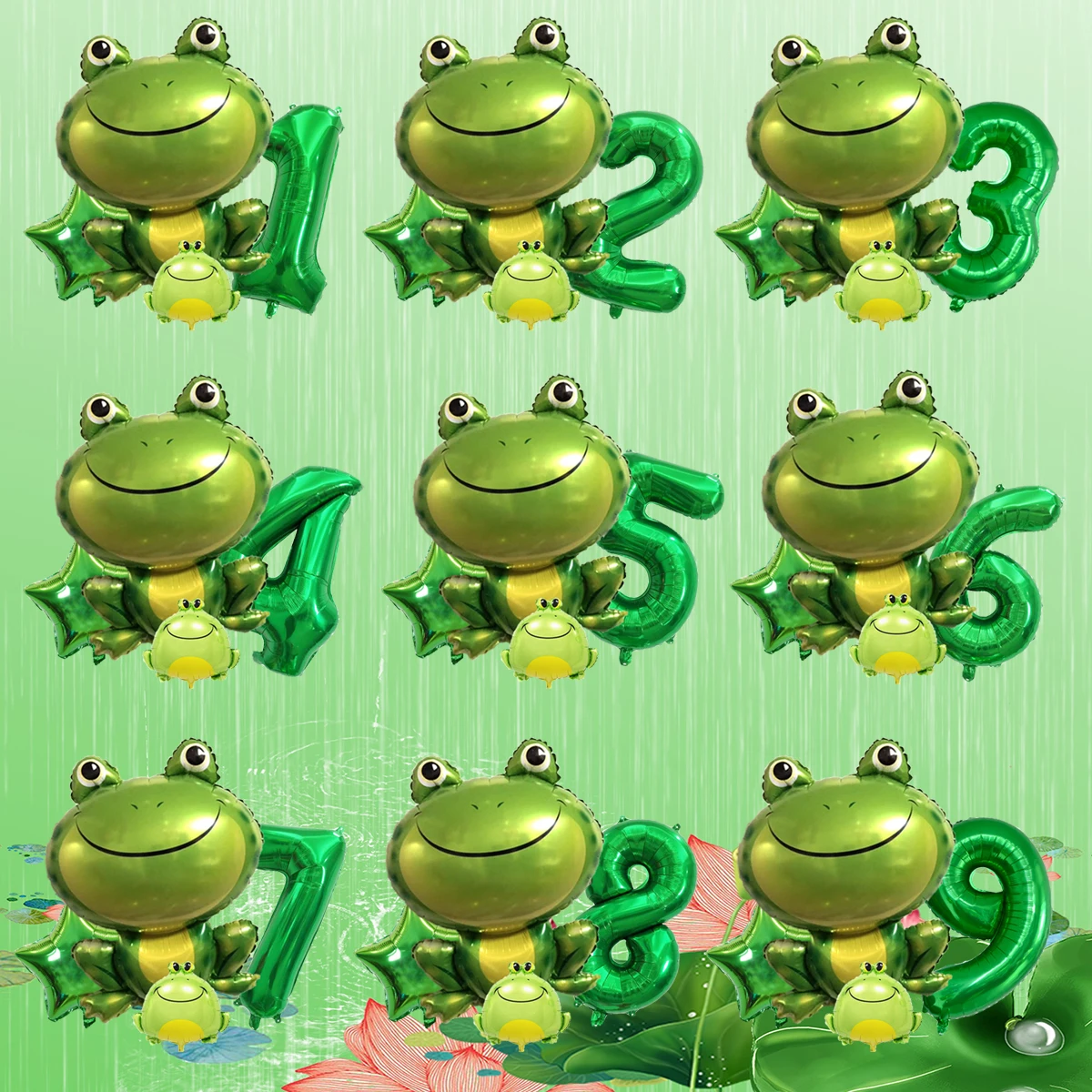 Large-Frog-Foil-Balloons-with-32-Inches-Green-Number-Balloon-Birthday ...