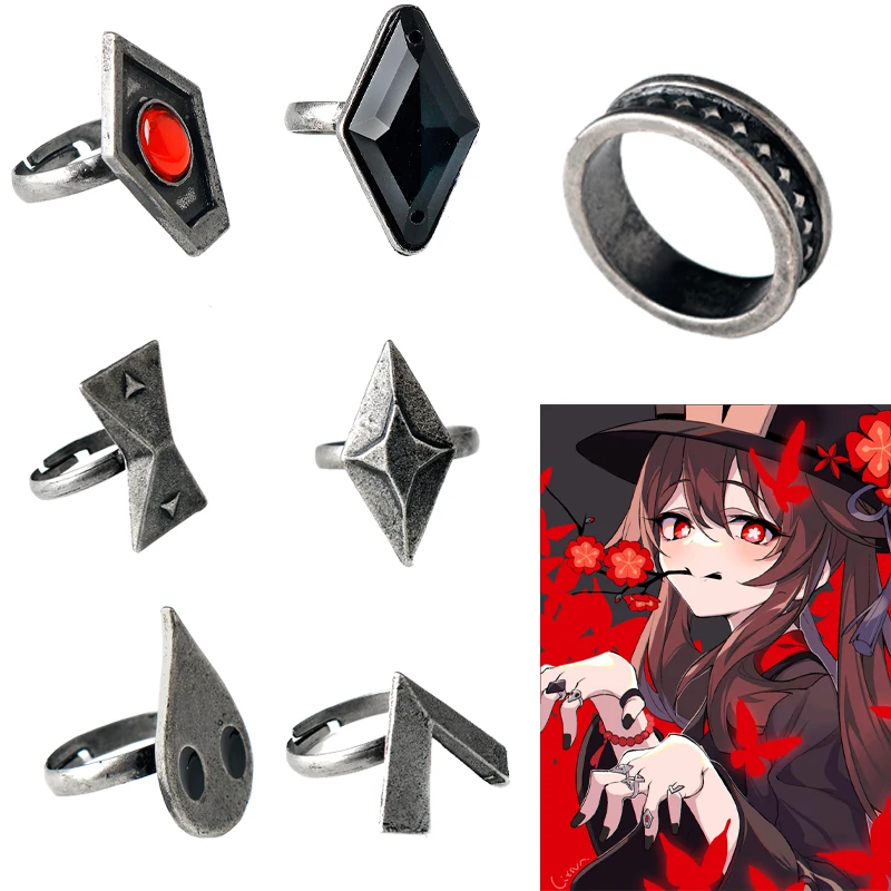 7pcs-Game-Genshin-Impact-Hu-Tao-Ring-Cosplay-Accessories-Rings-Set ...