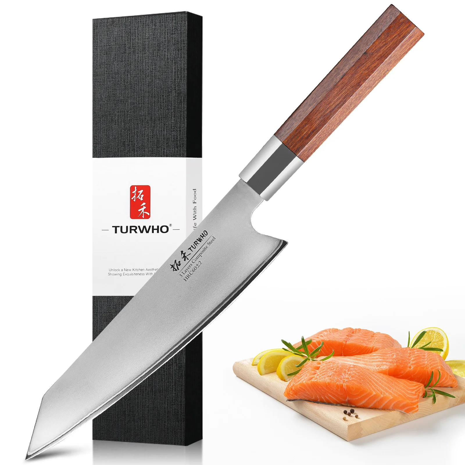 TURWHO-Japan-8-Inch-Chef-Knife-10cr15mov-Steel-Core-Composite-Steel ...