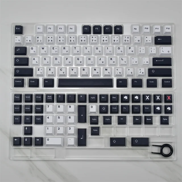 129 Keys GMK Minimal Black White Japanese Keycaps Cherry Profile PBT ...