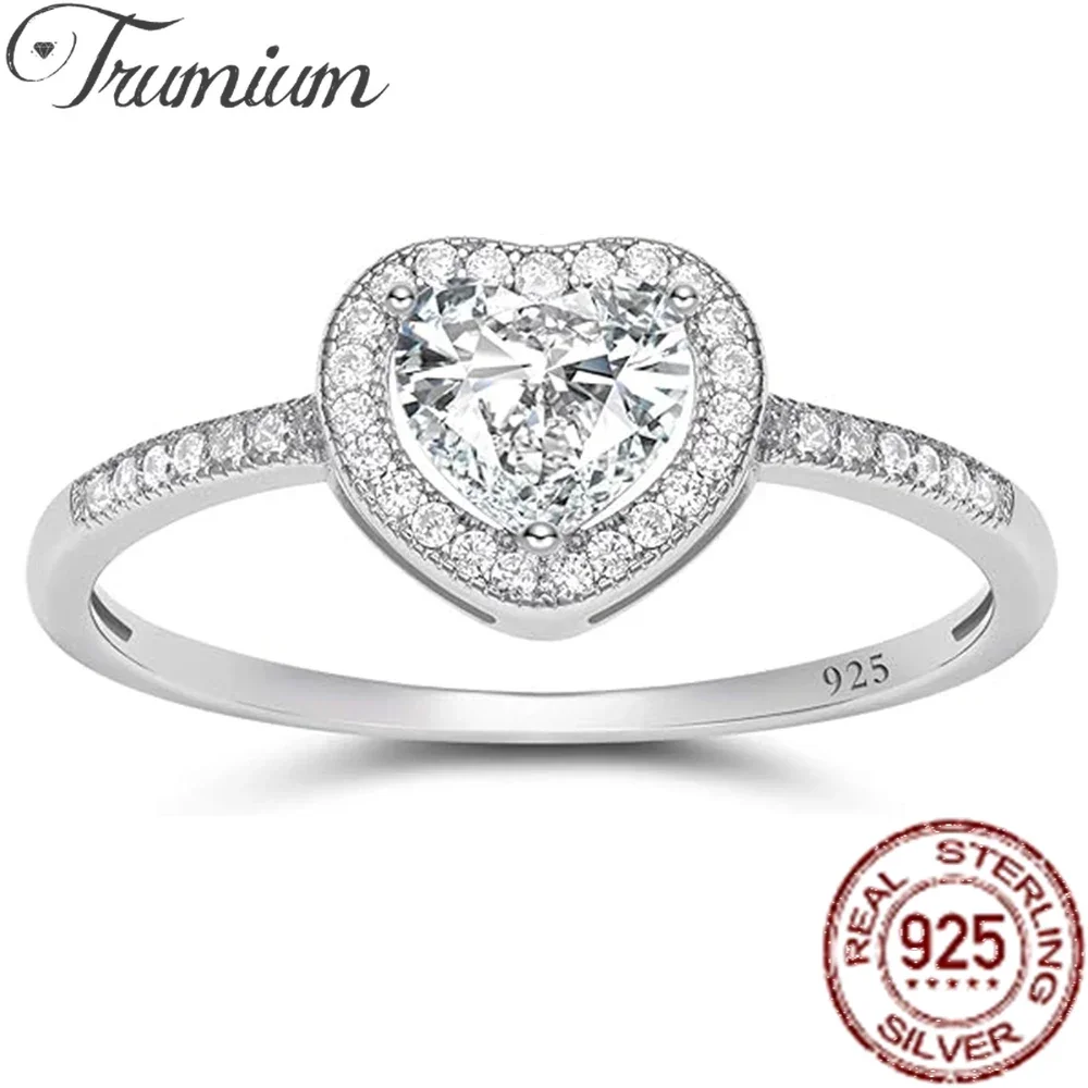 Trumium-925-Sterling-Silver-Engagement-Rings-for-Women-Love-Ring-Shiny ...
