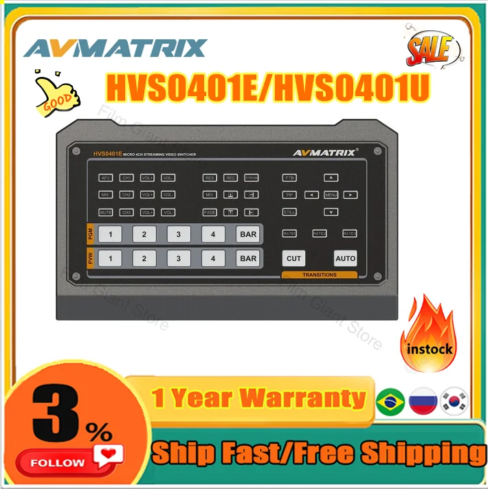 AVmatrix HVS0401E HVS0401U 2 channel SDI HDMI-compatible video switcher mixer 4 channel inputs 2 ...